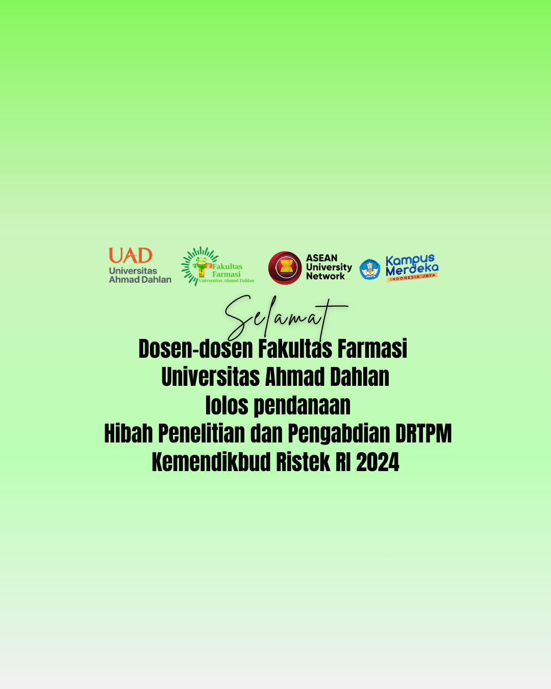 Dosen-Dosen Fakultas Farmasi Universitas Ahmad Dahlan Lolos Pendanaan Hibah Penelitian DRTPM ...